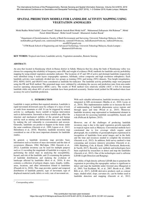 Pdf Spatial Prediction Models For Landslide Activity Mapping Using
