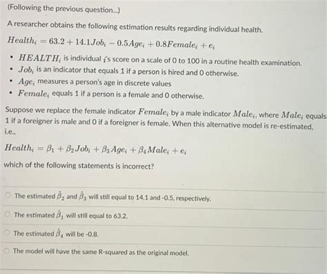 solved following the previous question a researcher