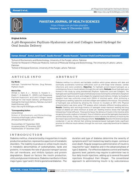 Pdf A Ph Responsive Psyllium Hyaluronic Acid And Collagen Based Hydrogel For Oral Insulin