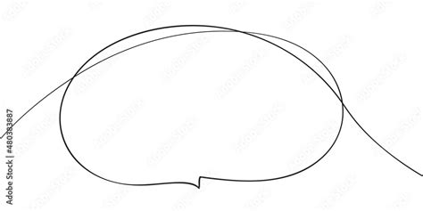 Speech Bubble Continuous One Line Drawing Single Line Art Drawing Simple Blank Comic Text Box