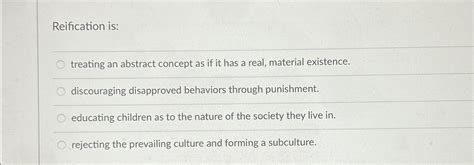 solved reification is treating an abstract concept as if it