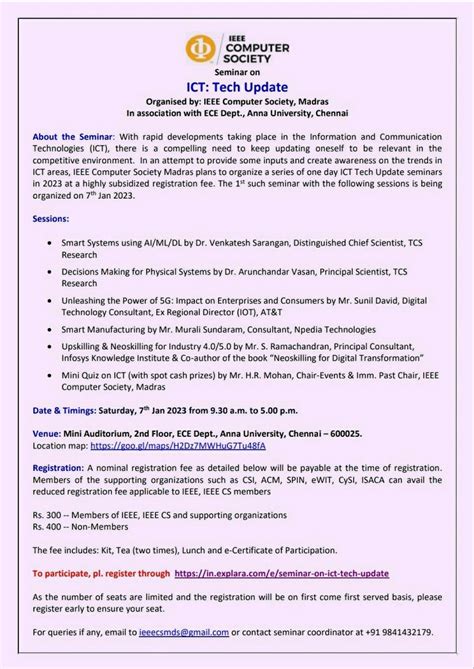 Mohan Hr On Linkedin Greetings From Ieee Computer Society Madras The Ieee Computer Society…