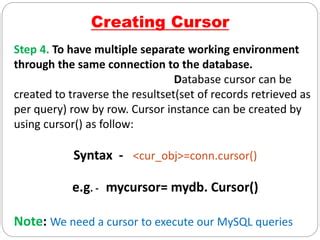 Interfacing Python To Mysql Pptx