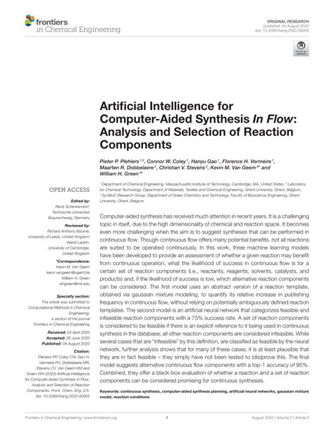 Pdf Artificial Intelligence For Computer Aided Synthesis In Flow Analysis And Selection Of