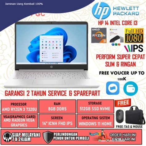 Promo Laptop Hp S Em Au Amd Ryzen U Gb Gb Fhd Ips Windows Non Bundling