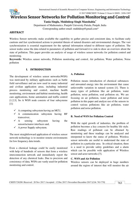 Pdf Wireless Sensor Networks For Pollution Monitoring And Control