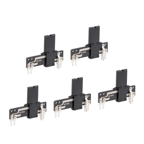 5pcs Fader Variable Resistors 35mm Straight Slide Potentiometer B100k Ohm Linear Double