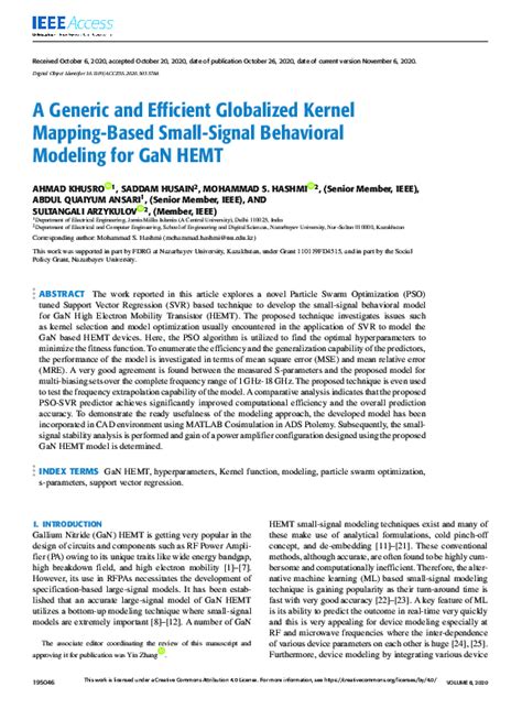 Pdf A Generic And Efficient Globalized Kernel Mapping Based Small Signal Behavioral Modeling