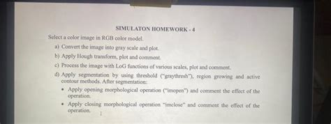 Solved SIMULATON HOMEWORK Select A Color Image In RGB Chegg
