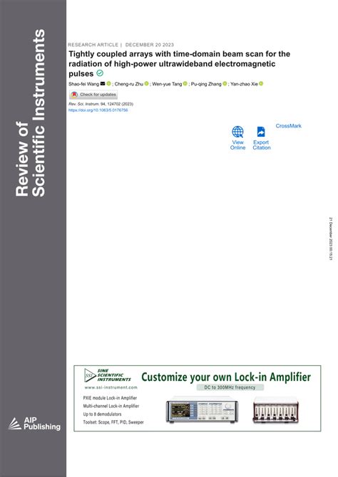 Pdf Tightly Coupled Arrays With Time Domain Beam Scan For The