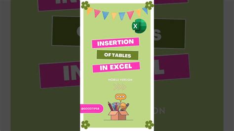 insertions of tables in excel excel exceltutorial exceltips hacks