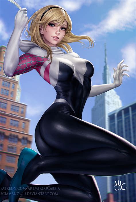 Download Blue Eyes Blonde Comic Spider Gwen Art