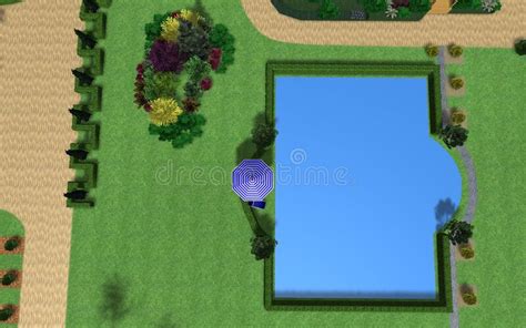 3d Image Of Landscape Design Of A Personal Plot Clipped Hedge Garden Along The Road Stock