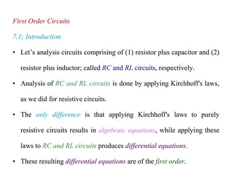 First Order Circuits Linear Circuit Analysis Pdf