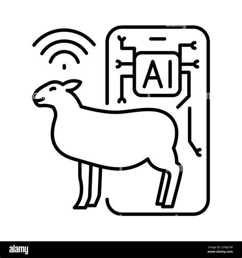 Ai In Predictive Analysis Black Line Icon Vector Isolated Element