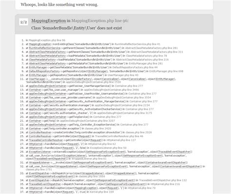 Error Mappingexception In Mappingexceptionphp Line 96 Symfony Php