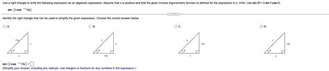 solved use a right triangle to write the following