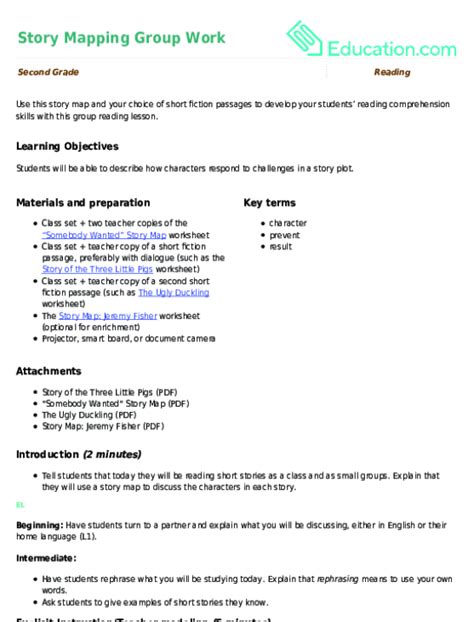 Story Mapping Group Work Lesson Plan Education Com