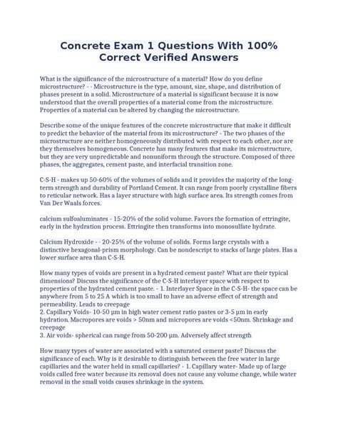 Concrete Exam 1 Questions With 100 Correct Verified Answers Exams Law Docsity