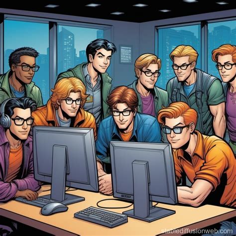 Humorous Programmer Image Group Stable Diffusion Online