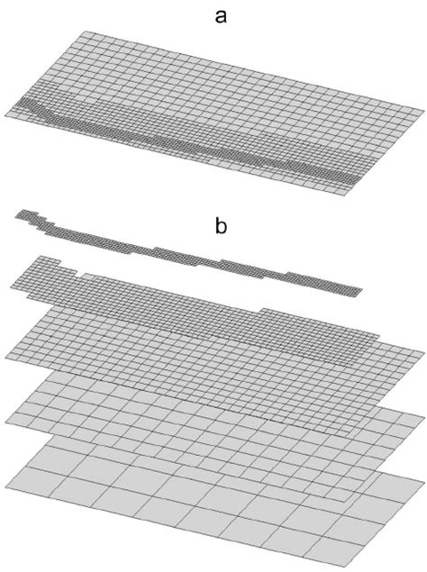 a multilevel cartesian grid over a dune b the cells of the coarse