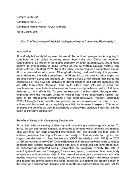 Can The Technology Of Artificial Intelligence Help In Conserving Biodiversity Pdf Artificial