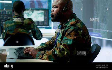 Military Control Room Features Army Personnel Monitoring Surveillance Systems Soldiers