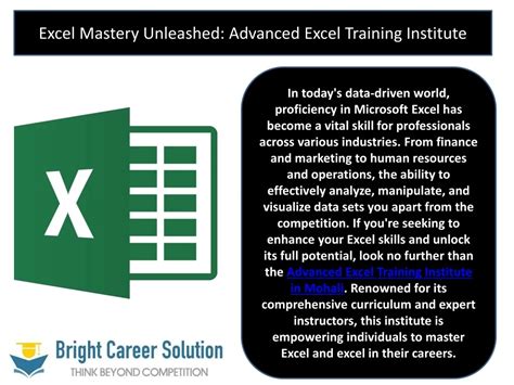 Ppt Excel Mastery Unleashed Advanced Excel Training Institute Powerpoint Presentation Id