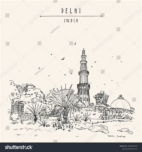 Qutab Sketch Photos Images And Pictures Shutterstock