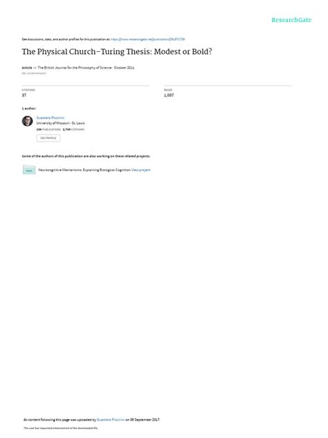 Piccinini The Physical Church Turing Thesis Modest Or Bold Pdf Real Number Function