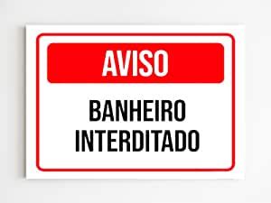 Kit 5 Placas De Aviso Banheiro Interditado Mdf A4 20x29 Br