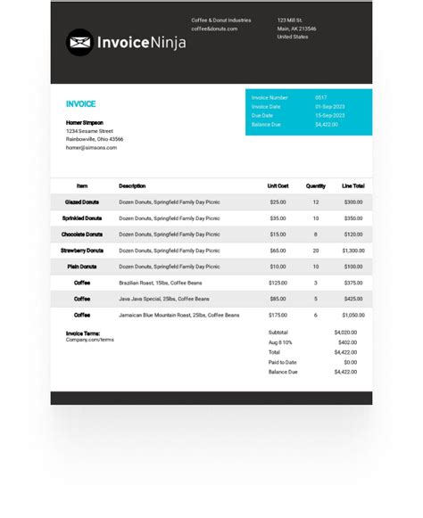 Manufacturing Invoice Template Free Invoicing Software For Small Businesses Invoice Ninja
