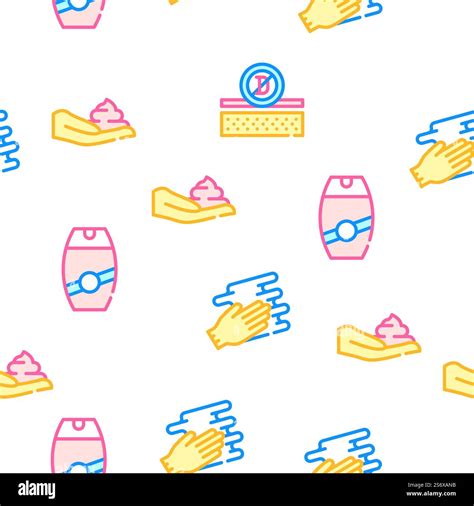 Sunscreen Protection Collection Vector Seamless Pattern Color Line