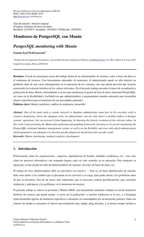 Pdf De Programación Monitoreo De Postgresql Con Munin