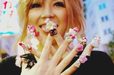 Gyaru Nails ♔ Kawaii Nails Really Cute Nails Hello Kitty Nails