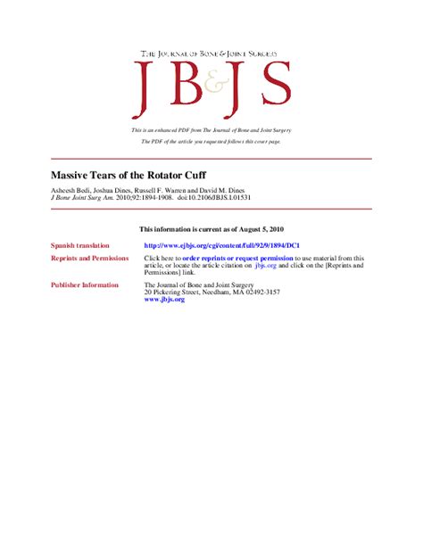 Pdf Massive Tears Of The Rotator Cuff