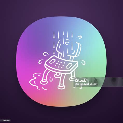 샤워 의자 응용 프로그램 아이콘입니다 신체 장애인을위한 장치 마비 환자 개인 위생 장비 Ui Ux 사용자 인터페이스 웹 또는 모바일 응용 프로그램입니다 벡터 절연 그림 개성