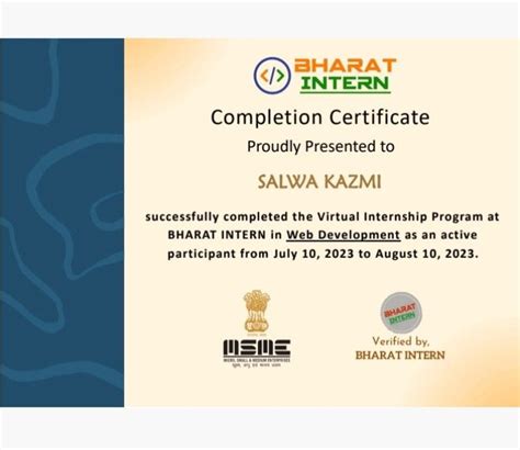 Salwa Kazmi On Linkedin Internship2023 Bharatinternship