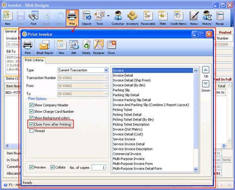 Preferences Close Form After Printing