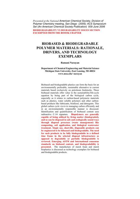 Pdf Biobased And Biodegradable Polymer …€¦ · Biobased And Biodegradable Polymer Materials