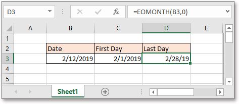 Excel Formula Get First Day Or Last Day Of Month From A Date