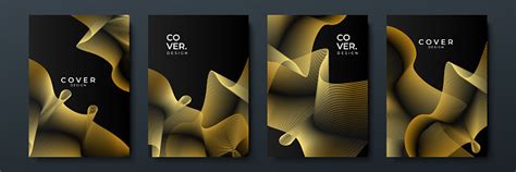 현대적인 럭셔리 블랙과 골드 라인은 추상적인 배경을 커버합니다 모던 한 블랙 스트라이프 커버 디자인 세트 초대장 웨딩 명함을