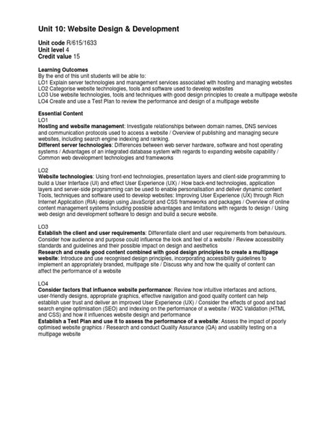 Hnd Computing U10 Website Design Pdf Web Design Websites