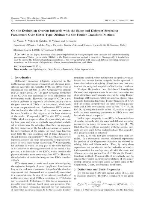 Pdf On The Evaluation Overlap Integrals With The Same And Different