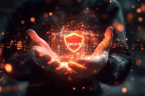 Cybersecurity Specialist Demonstrating Virtual Security Concepts In A Digital Environment Stock