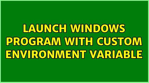 Launch Windows Program With Custom Environment Variable 3 Solutions