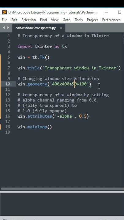 Transparency Tricks Enhancing Tkinter Windows In Python Shorts