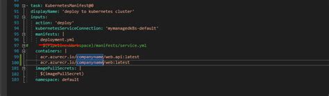Azure Azurepipeline Kubernetes Must Specify One Of F And K Stack Overflow