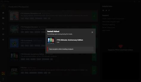 Bug Fatal Exception Whilst Installing Modpack And Modpack Deleted Itself Overnight · Issue