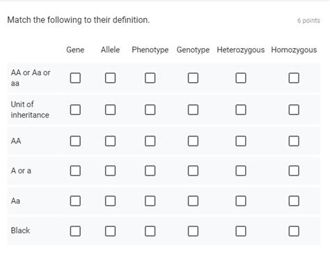 Solved Match The Following To Their Definition